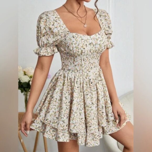 SHEIN | Dresses | Shein Cream Puff Sleeve Mini Sundress | Poshmark